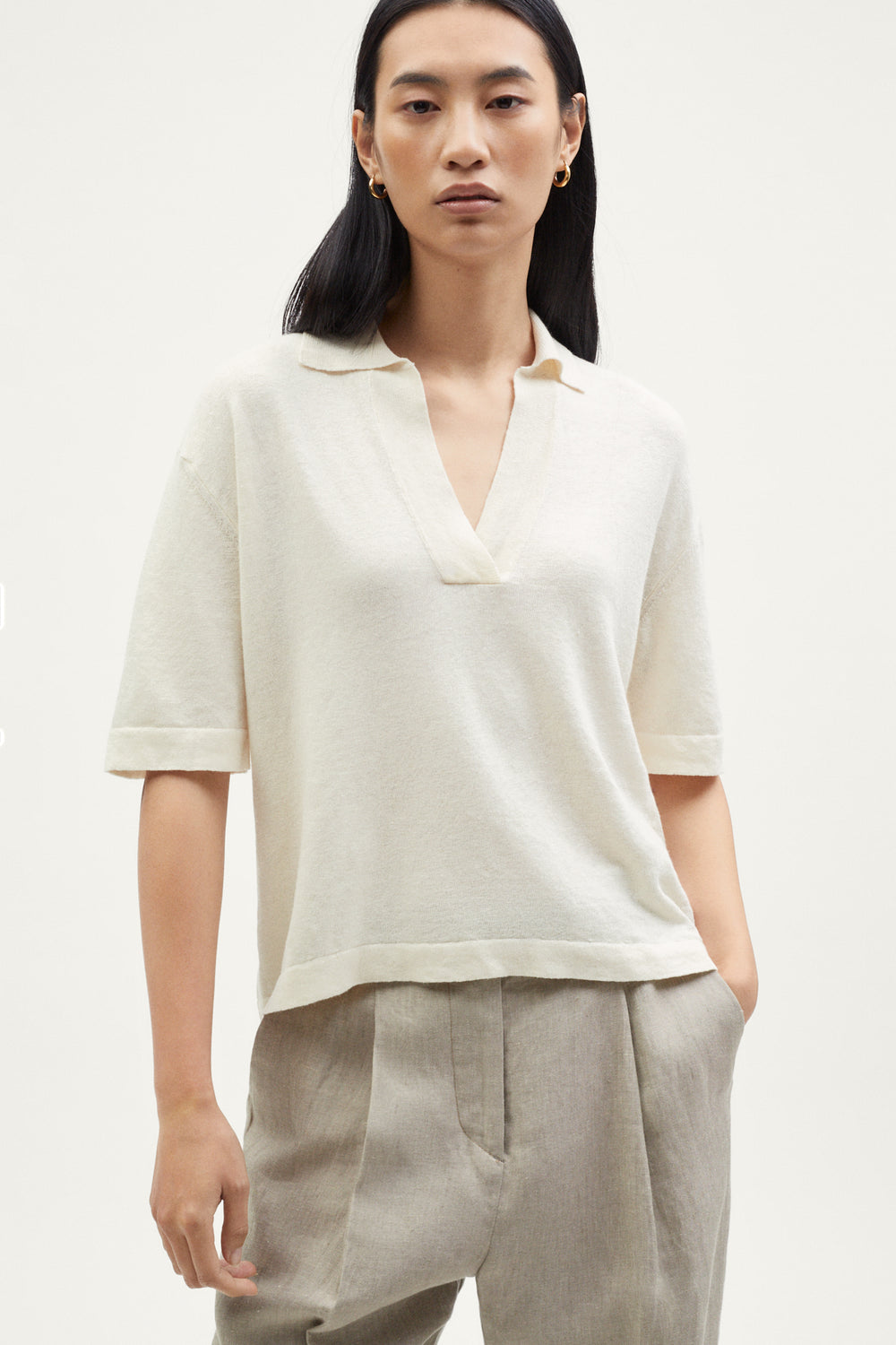 The Linen Cotton Boxy Polo
